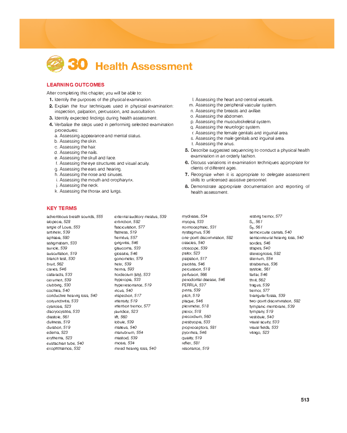 Health Assessment Learning Outcomes for Nursing M30 - Studocu