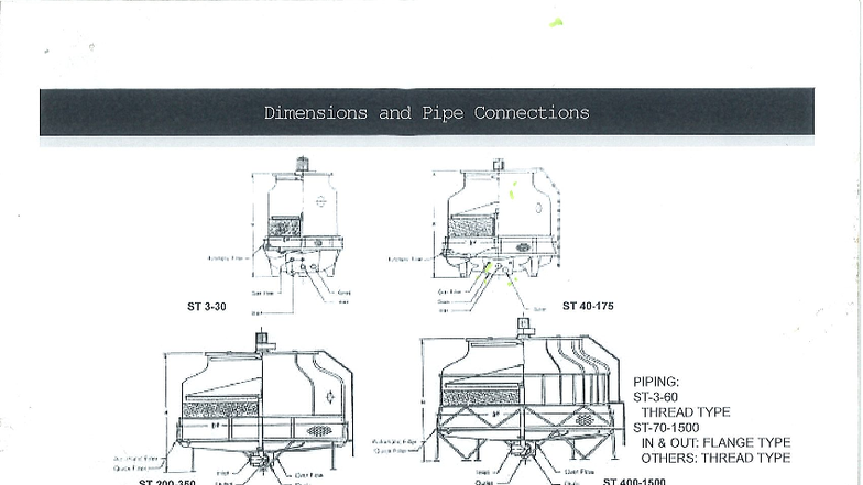 Amcot Cooling Tower Dimensions & Pipe Connections Manual - Studocu