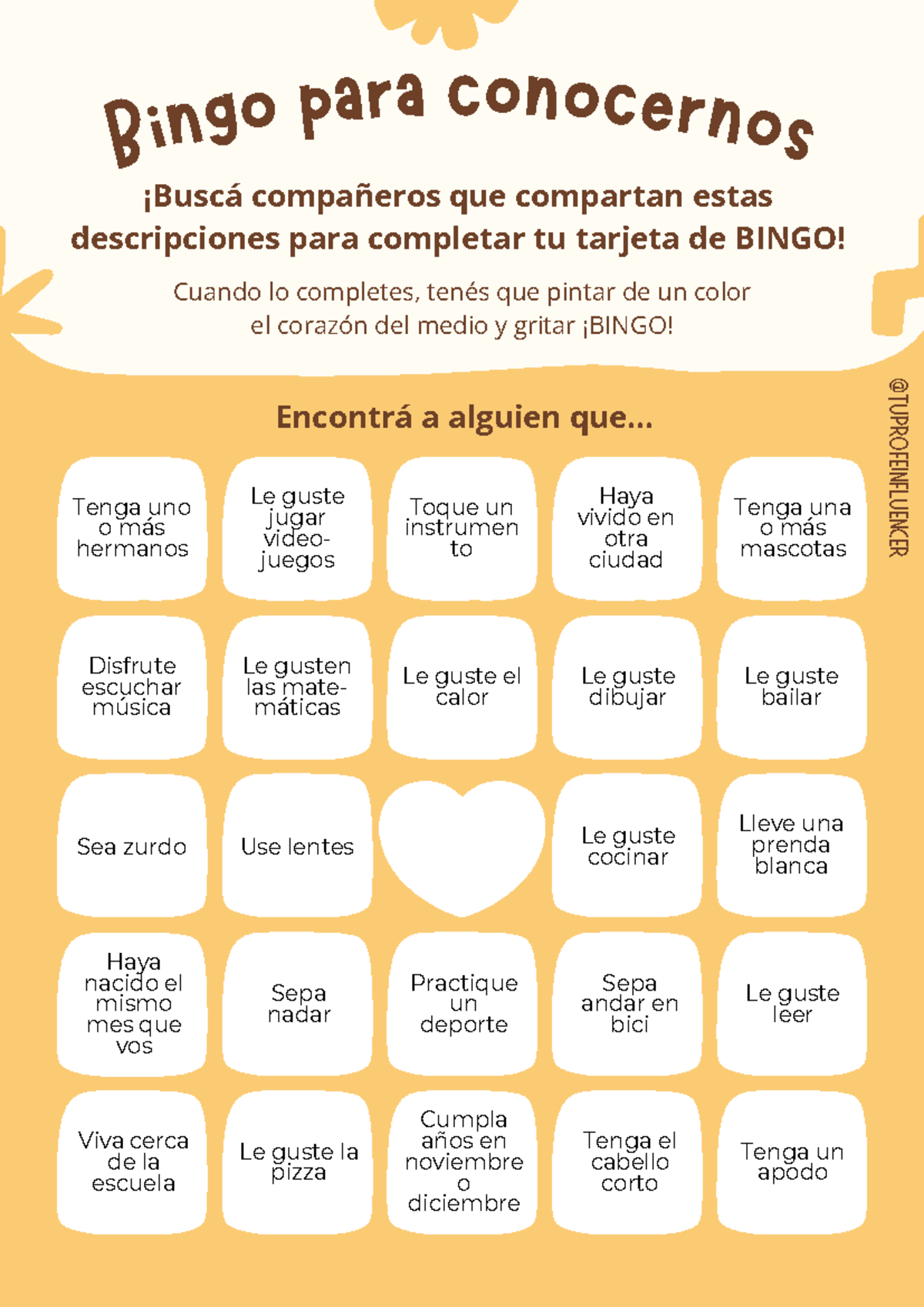 Bingo para conocernos - Actividad de integración - Studocu