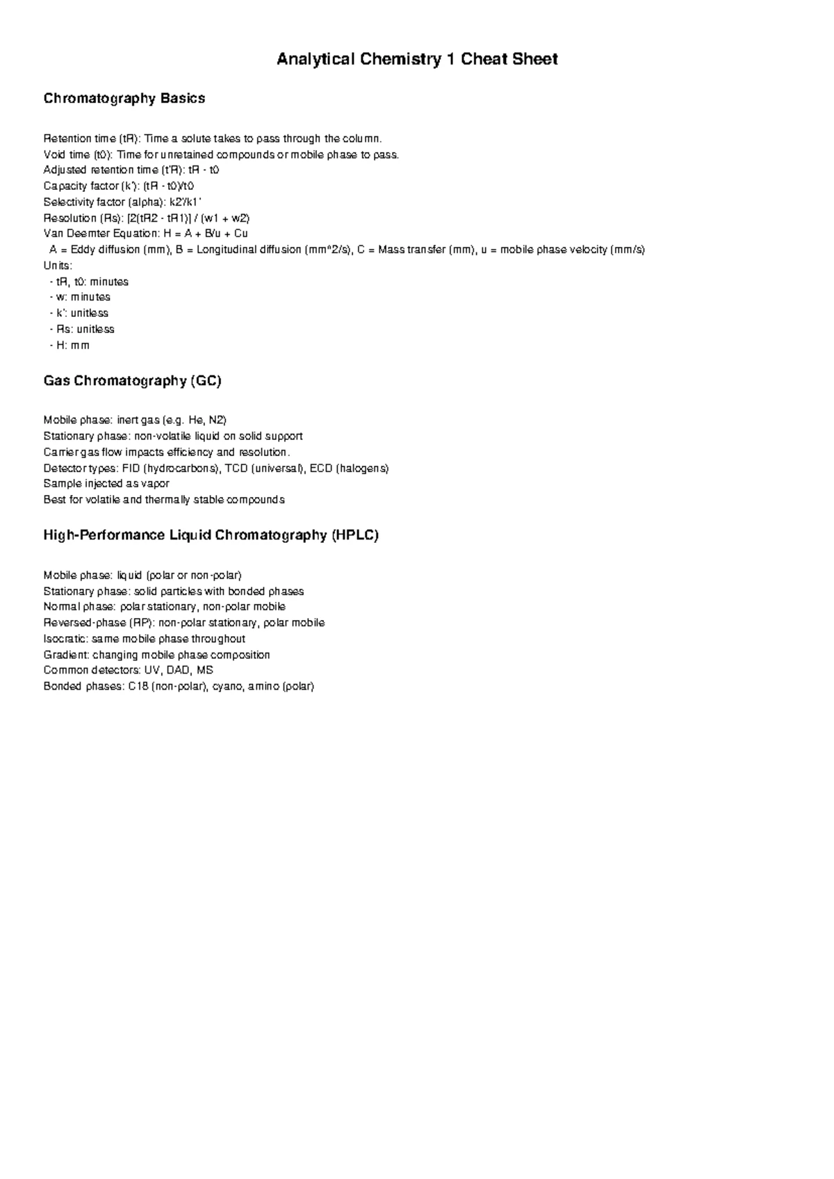 Analytical Chemistry Cheat Sheet: Mass Spectrometry & Spectroscopy ...