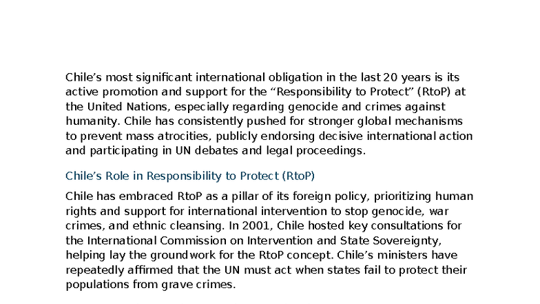 Chile's Role in Promoting RtoP and Human Rights: A 20-Year Overview ...