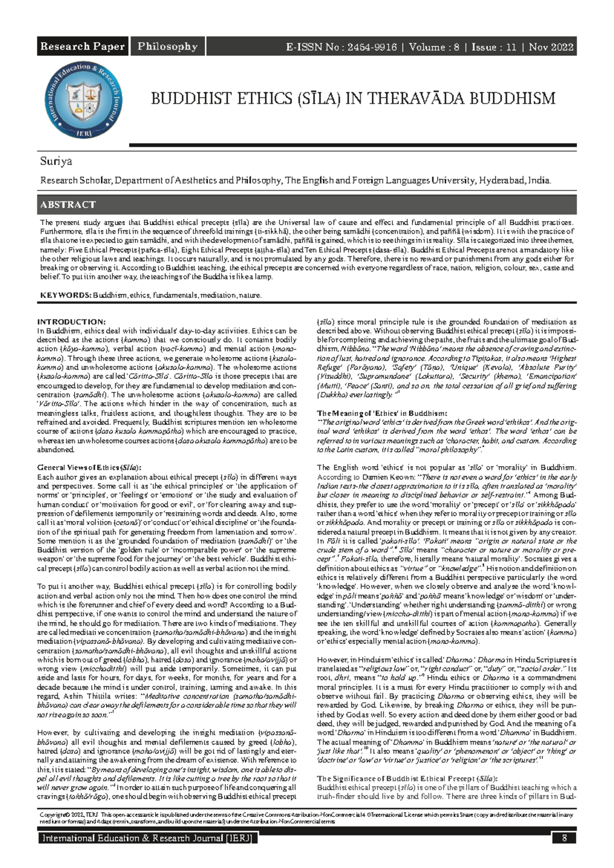 Buddhist Ethics (Sīla) in Theravāda Buddhism: A Research Study - Studocu