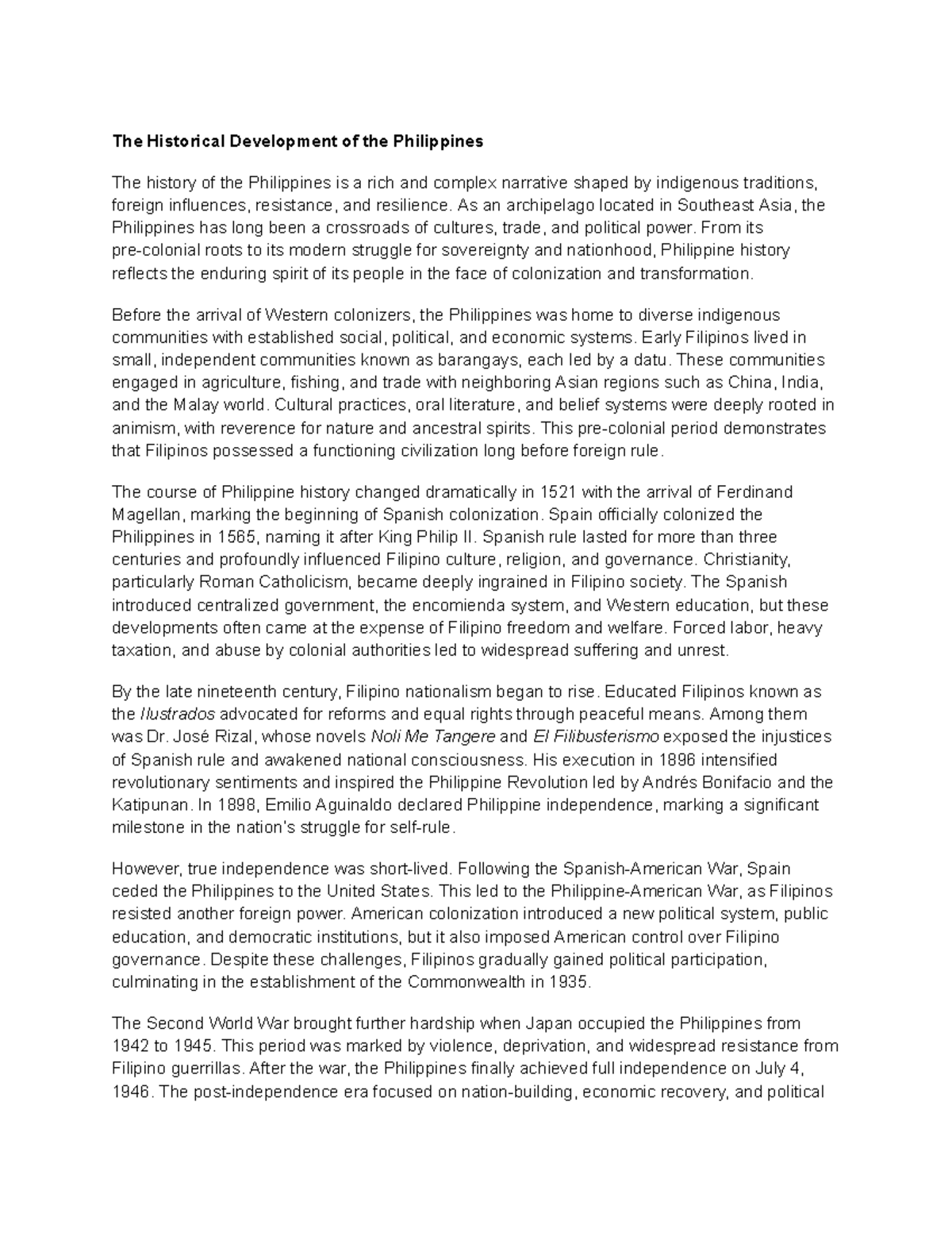 The Historical Development of the Philippines: A Comprehensive Overview ...