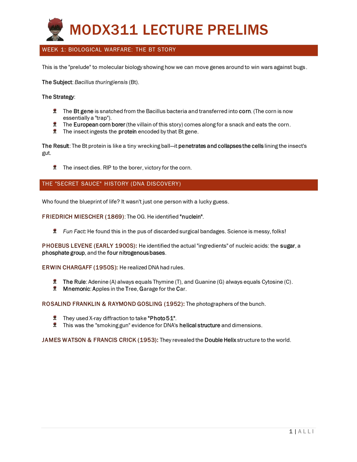 MODX311 LECTURE PRELIMS WEEK 1-4: BIOLOGICAL WARFARE & MOLECULAR ...