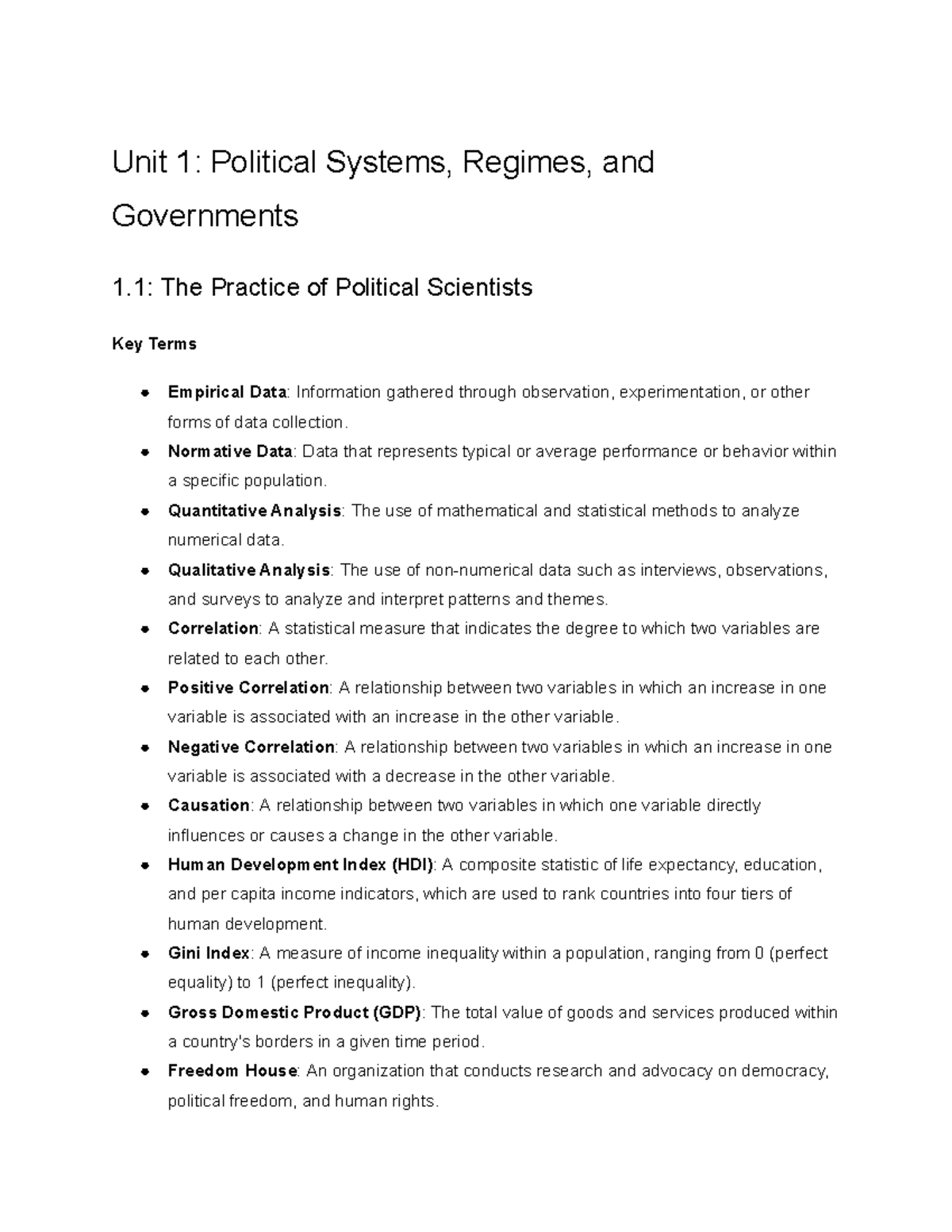 AP Comp Gov & Pol Unit 1: Political Systems, Regimes, and Key Terms ...