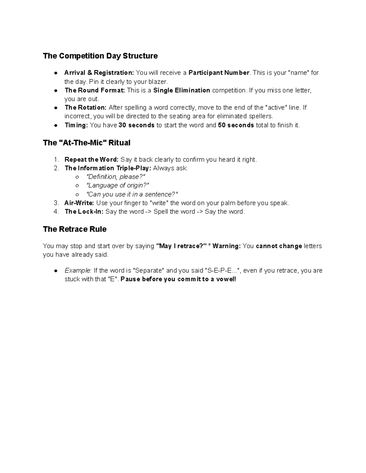Spelling Bee Help: Competition Day Structure & Rules - Studocu