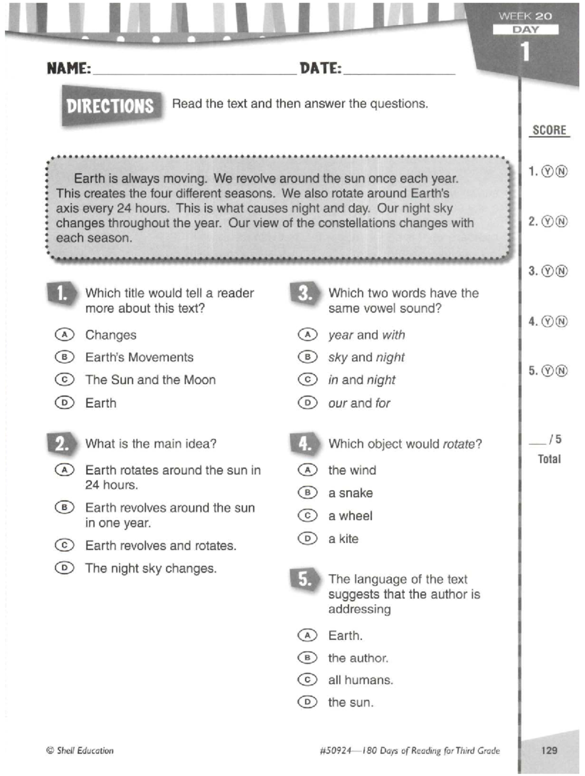 WEEK 20 READING ACTIVITIES: EARTH & STAR CHARTS (09-12) - Studocu