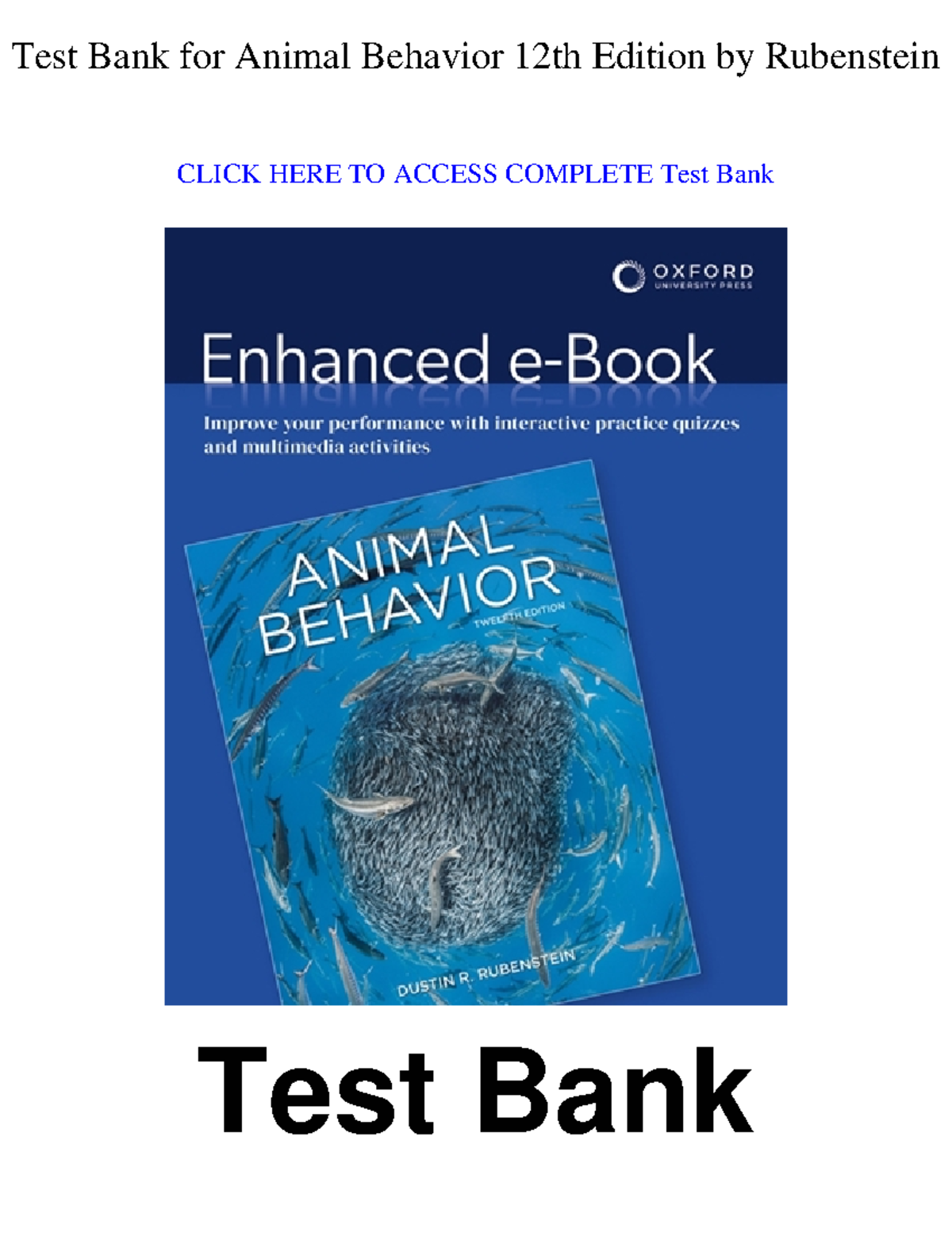 9780197564912-TEST-BANK - Test Bank for Animal Behavior 12th Edition by ...