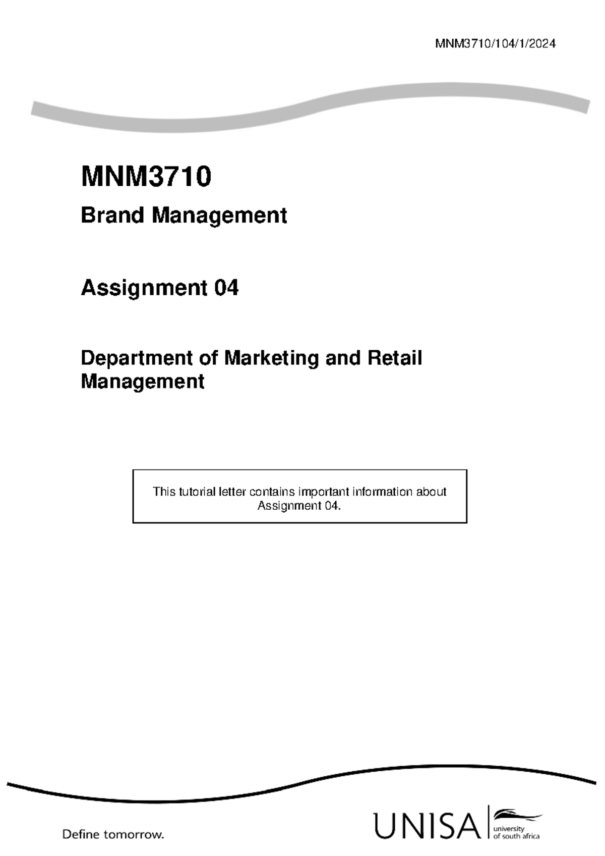 MNM3710 Assignment 04 S1 2024 Final - MNM3710/10 4 / 1 / 2024 MNM Brand ...