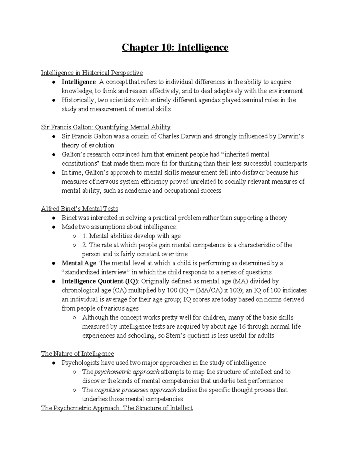Chapter 10 Intelligence - Chapter 10: Intelligence Intelligence in ...