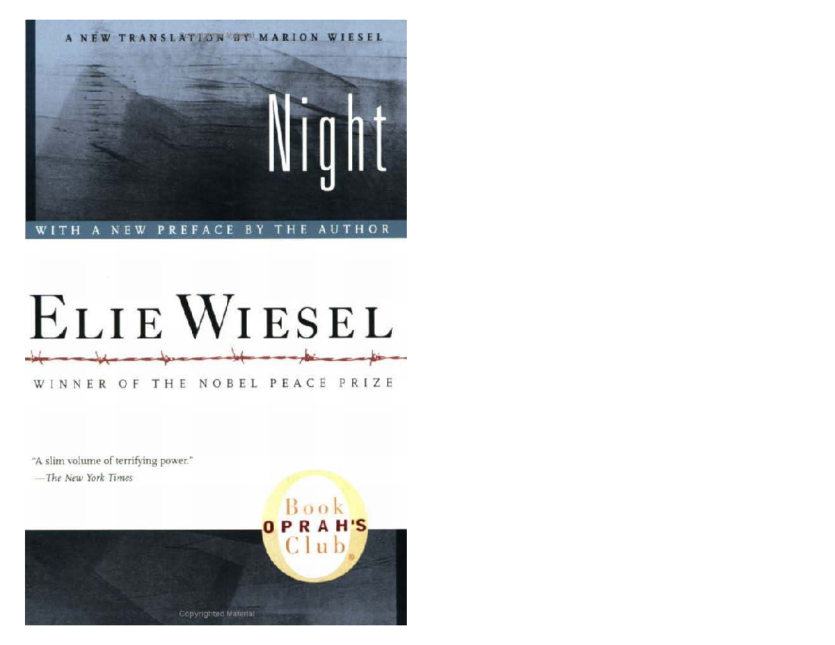 Elie Wiesel's Night: A Profound Memoir of the Holocaust - Studocu