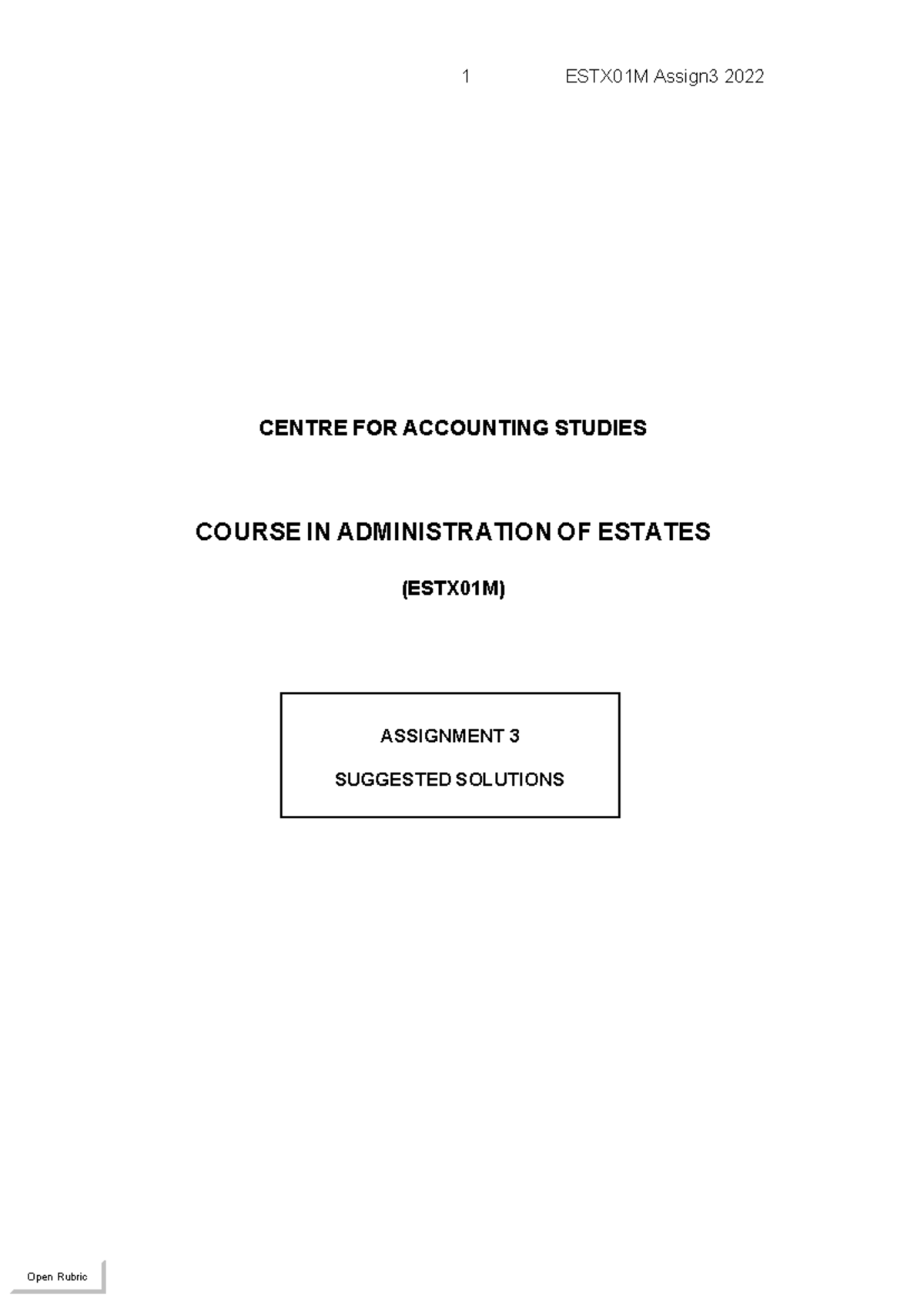 Assignment 3 Suggested Solutions Assignment 3 Suggested Solutions 5707