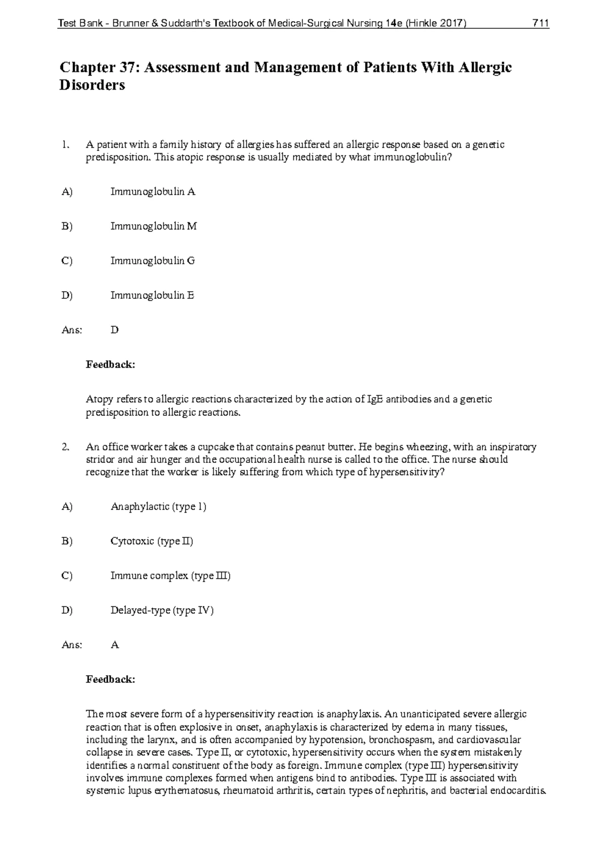 Ch 35 - Test bank - Chapter 35: Assessment of Immune Function A woman ...