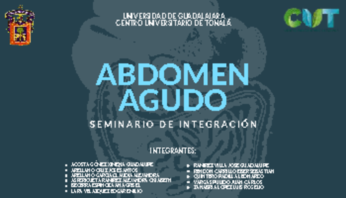 Abdomen Agudo: Diagnóstico y Tratamiento Quirúrgico - SEMINARIO - Studocu
