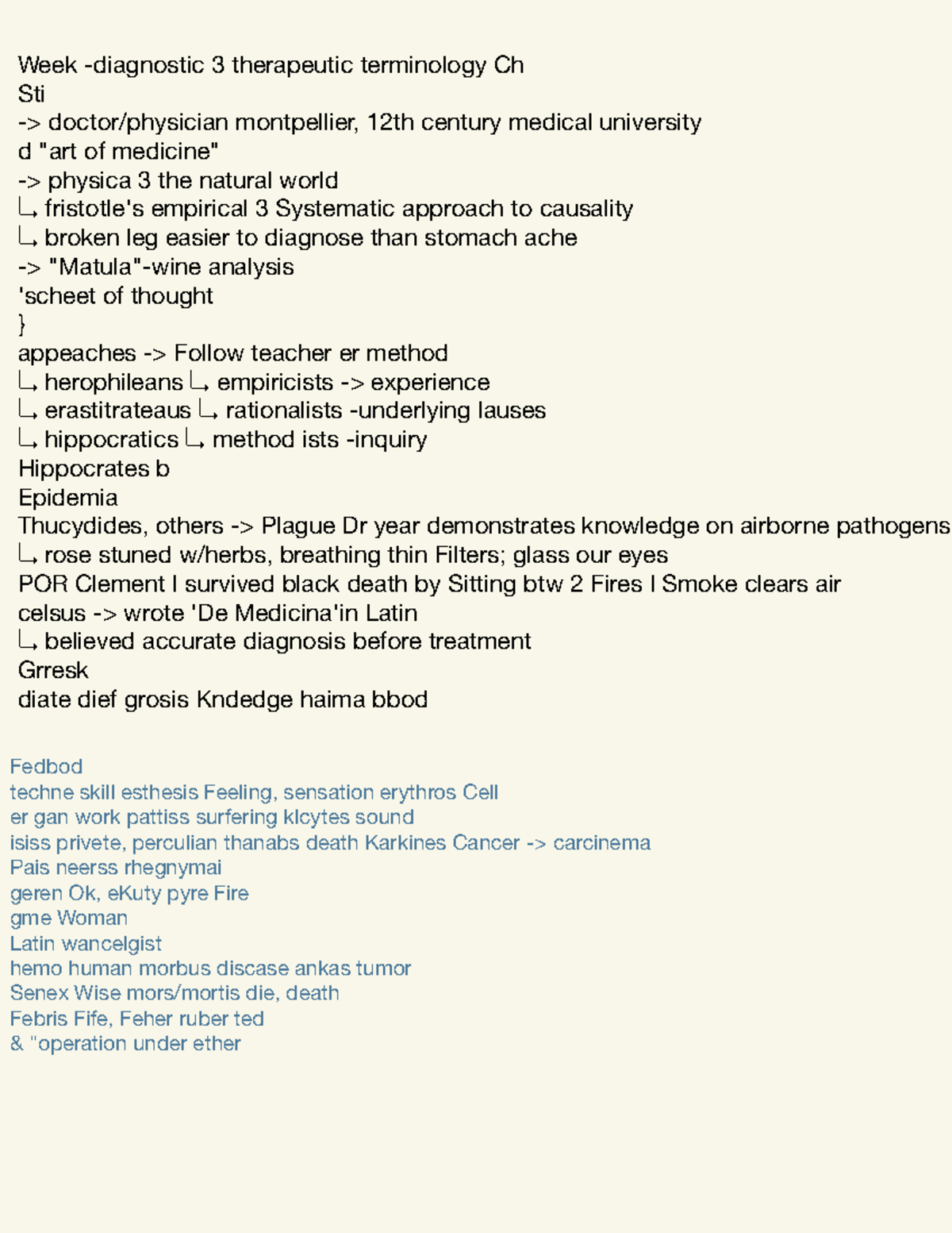 Week 3 Therapeutic Terminology: Latin Roots & Medical Concepts - Studocu