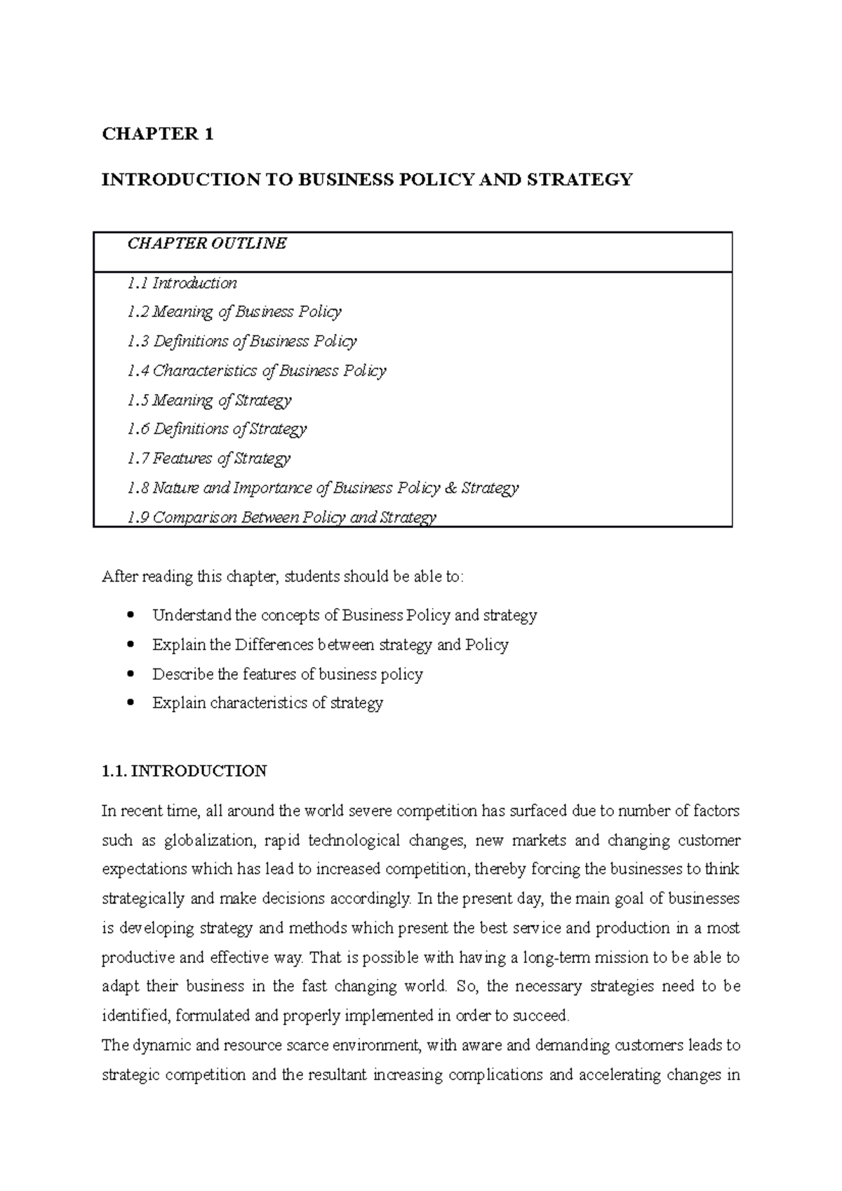 Business Policy & Strategy Overview (BUS 101): Key Concepts & Features ...
