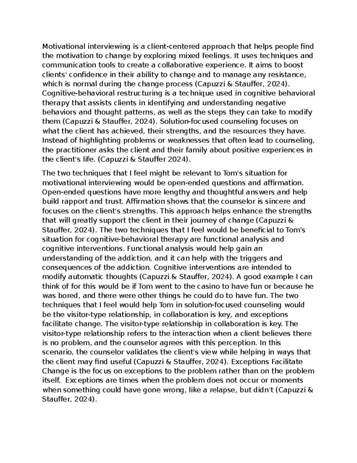 Psy 200: Motivational Interviewing & Counseling Techniques Discussion ...