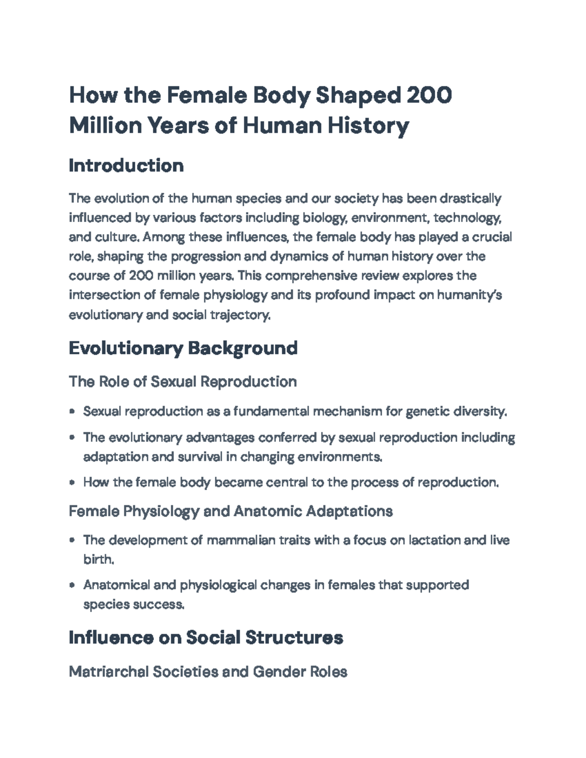 The Female Body's Impact on 200 Million Years of Human History - How ...