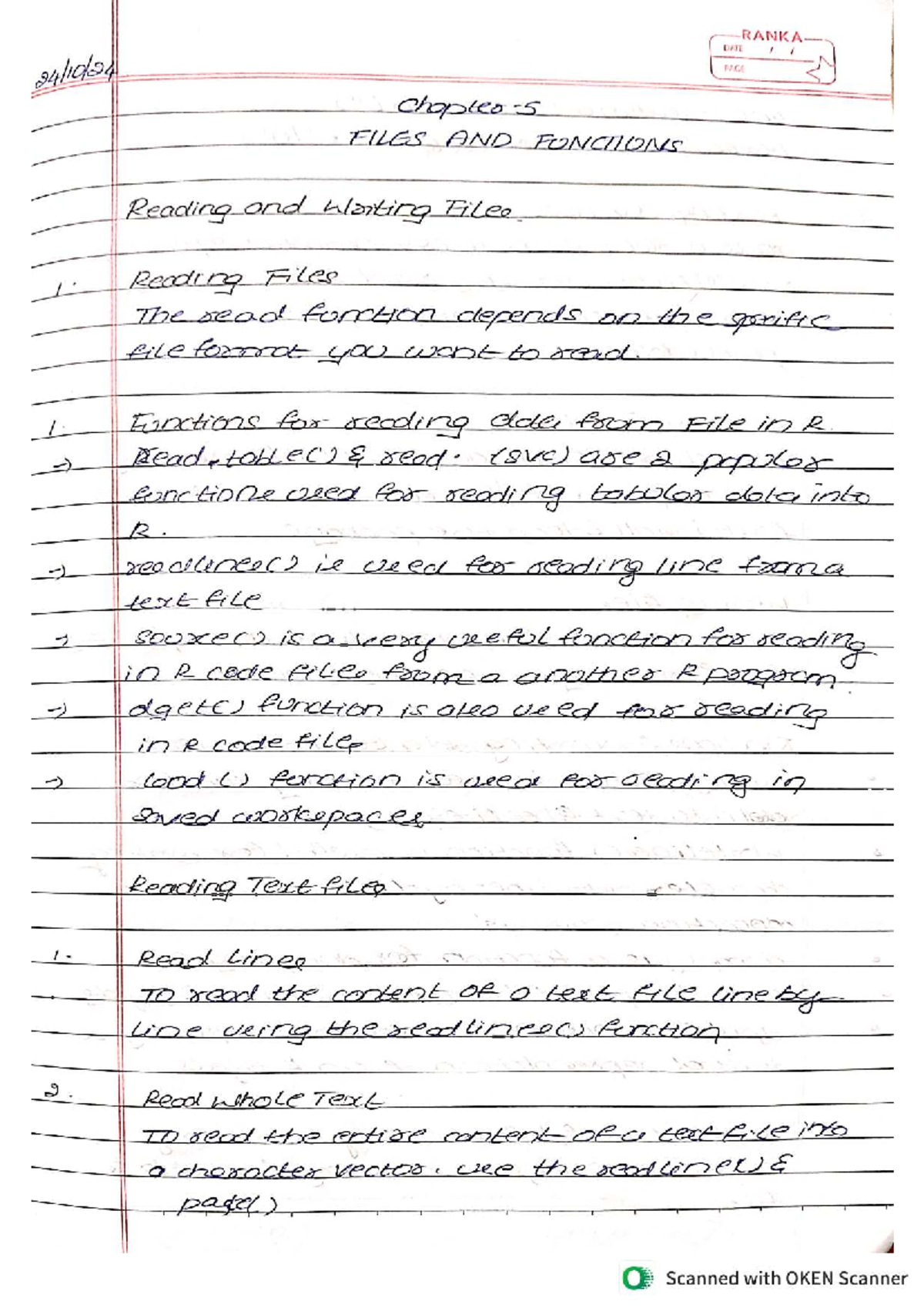 R Programming (RANKA) Unit 5: Files and Functions Overview - Studocu