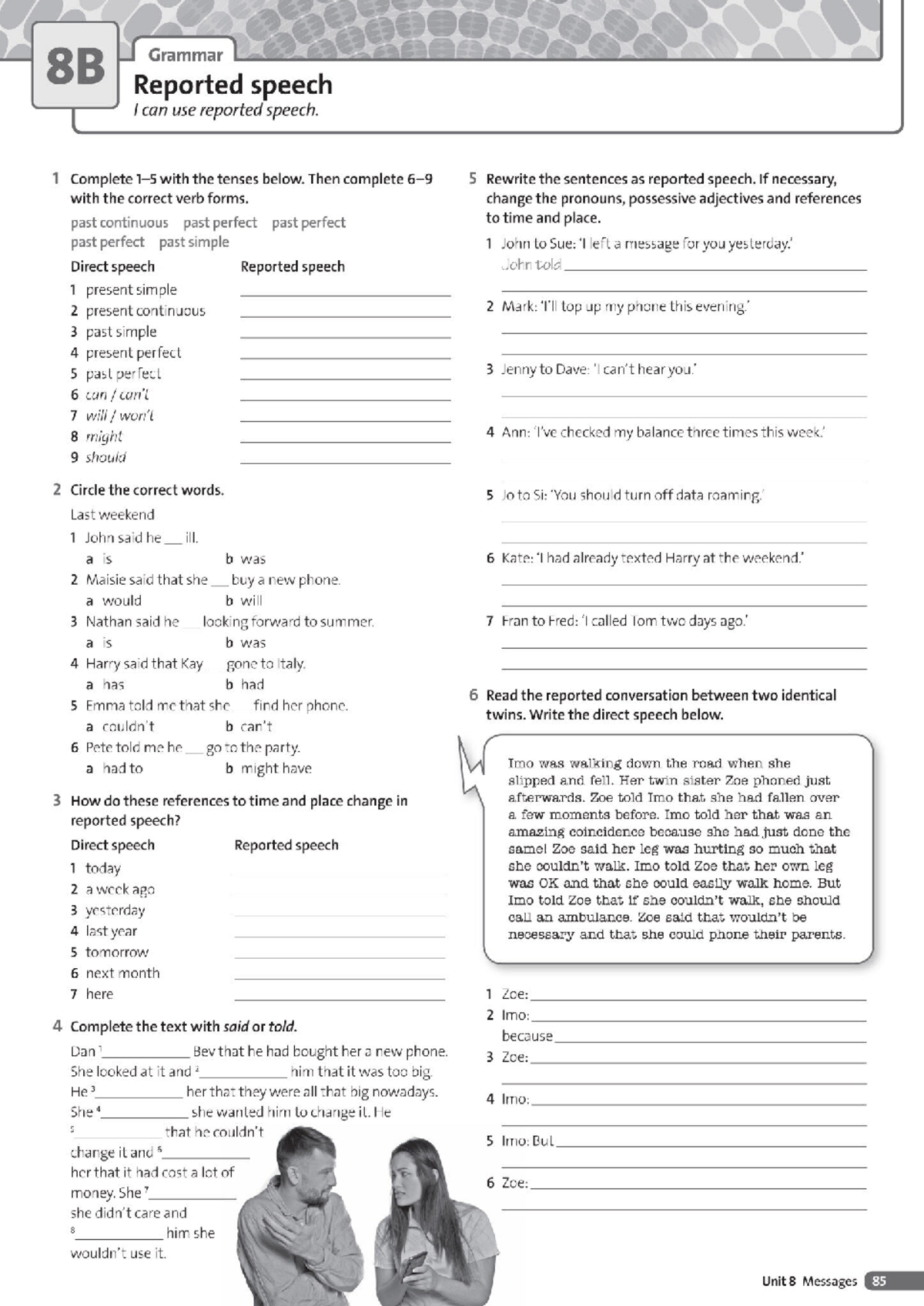 B1.2 Unit 8 E-Learn Grammar Practice: Reported Speech Exercises - Studocu