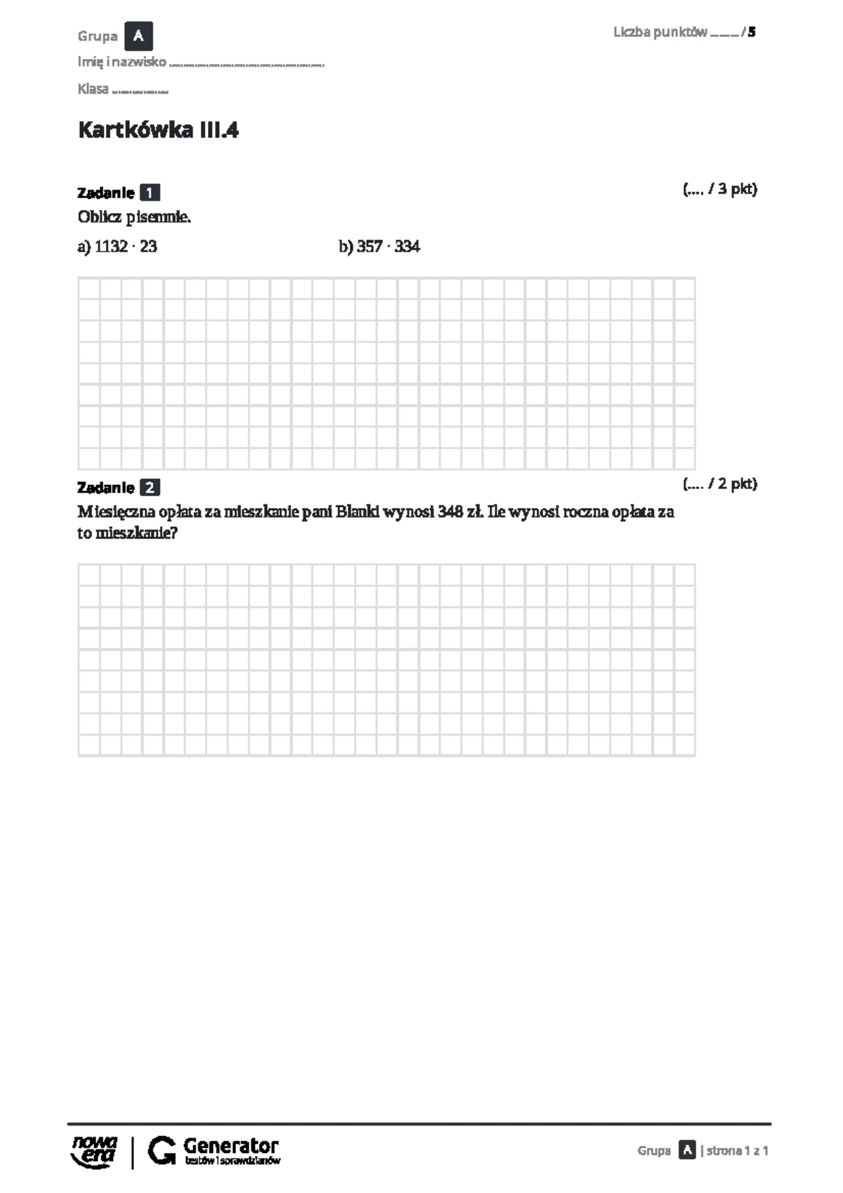 Klasa 6 - Procenty - Sprawdzian Klasowy i Zadania Praktyczne - Studocu