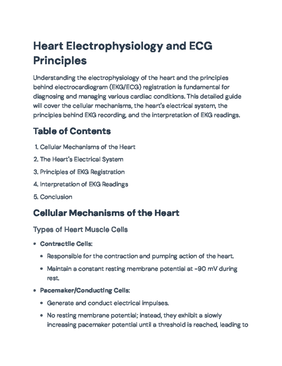 Heart Electrophysiology and ECG Principles: A Comprehensive Guide ...