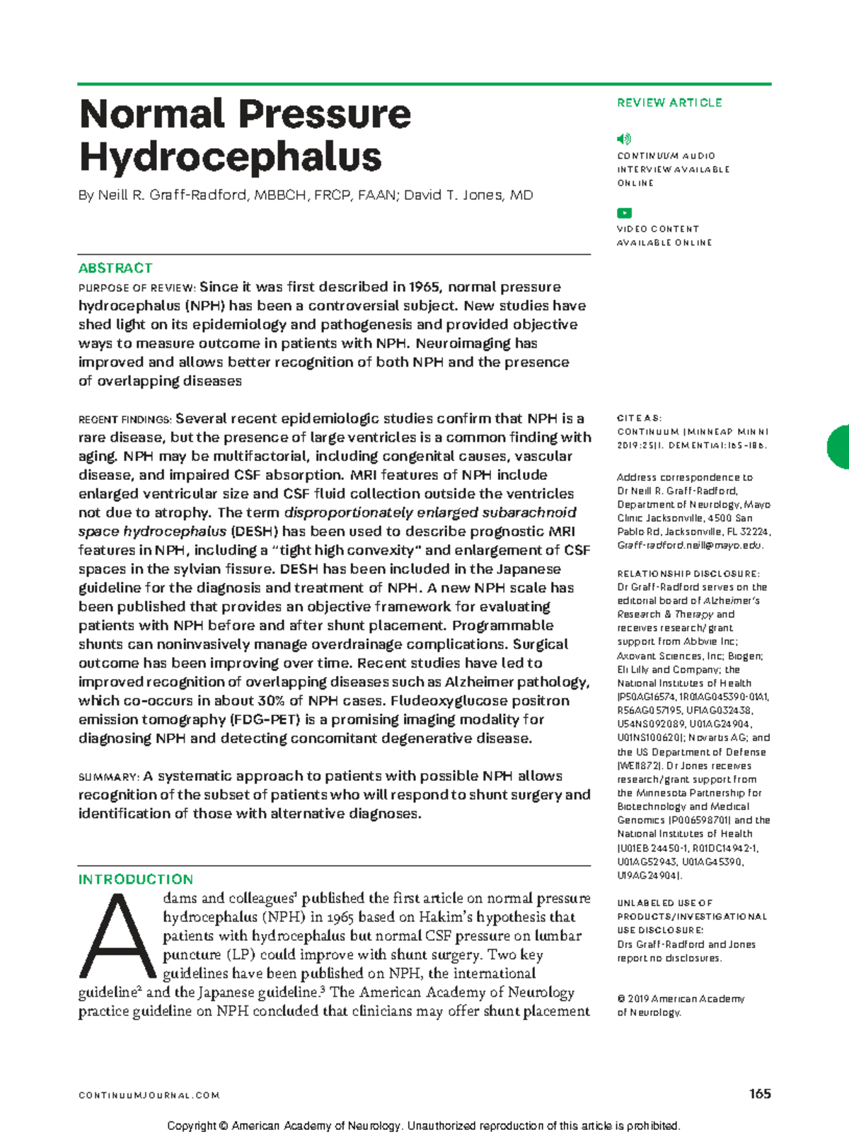 Normal Pressure Hydrocephalus: A Comprehensive Review (NPH) - Studocu
