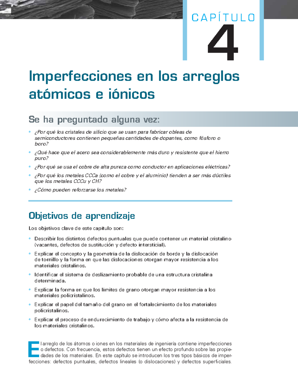 Unidad 4: Defectos Cristalinos y sus Efectos en Materiales (Askeland 7a ...