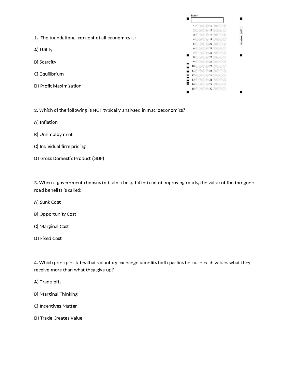 Quiz - ECON: Key Concepts in Economics and Market Dynamics - Studocu