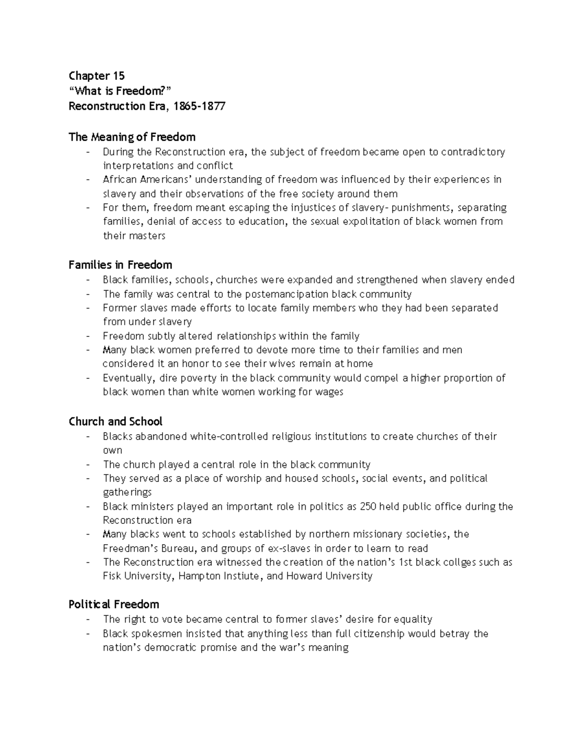 Give Me Liberty Ch. 15 Notes - Chapter 15 “What is Freedom ...