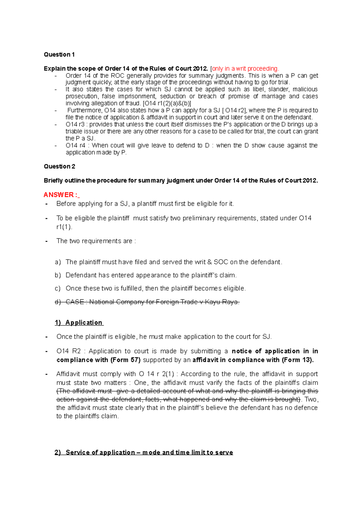 Order 14 Summary Judgment: Key Procedures and Case Law Insights - Studocu