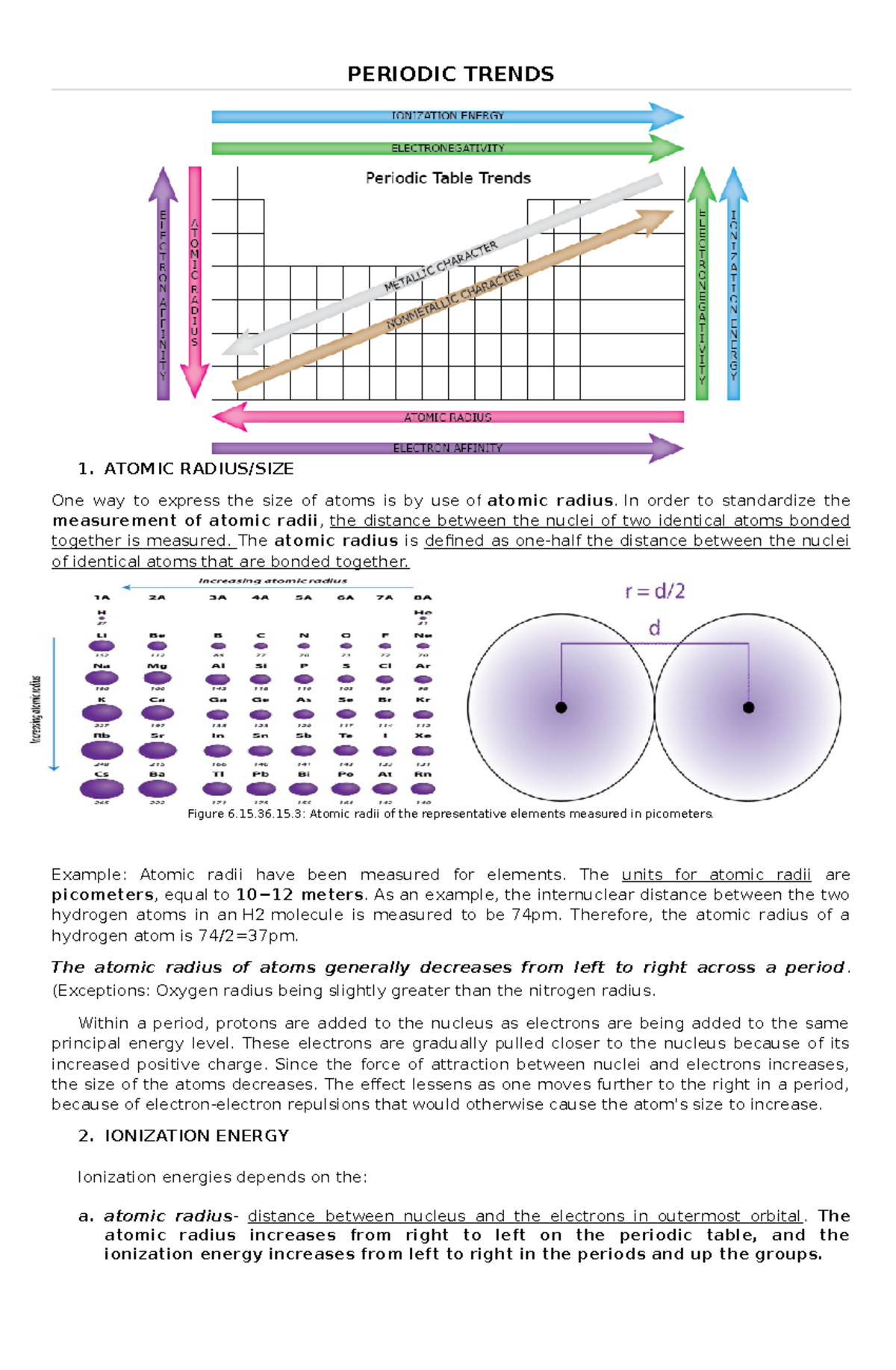 Periodic Trends in Atomic Radius and Ionization Energy Analysis - Studocu