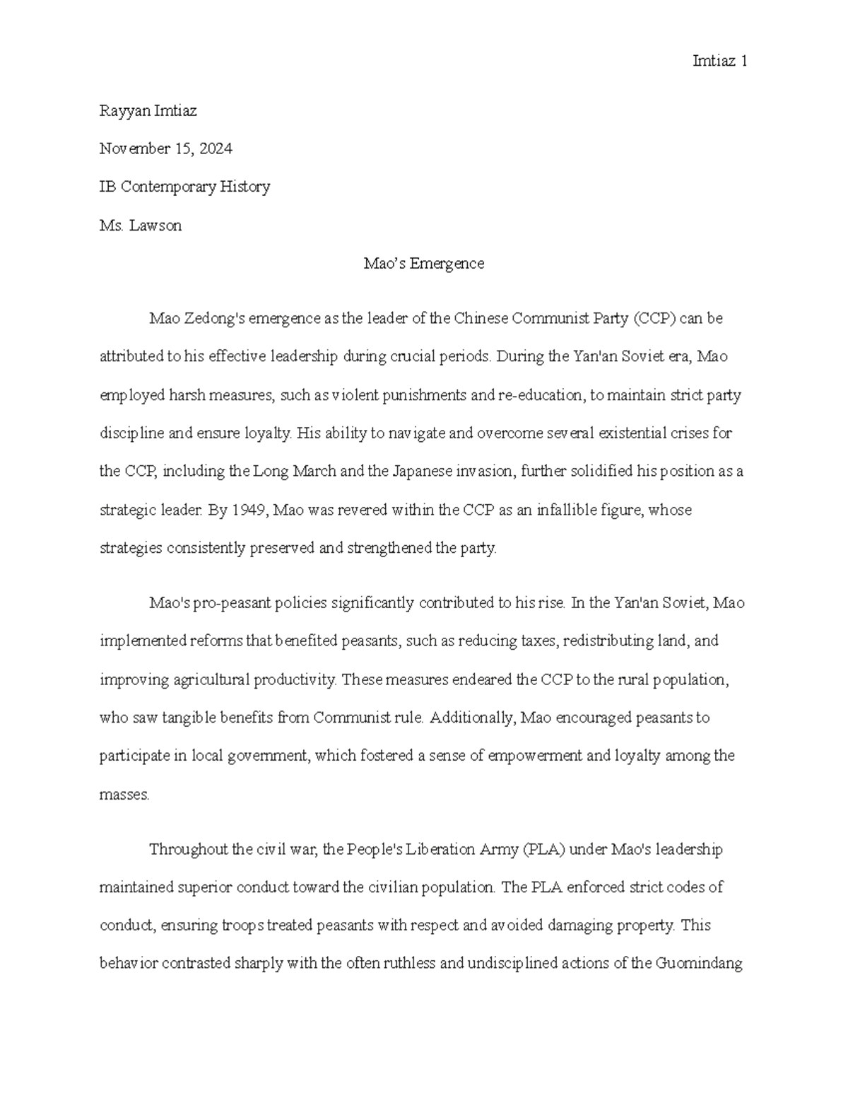 IB Contemporary History: Mao's Rise to Power and Leadership Strategy ...