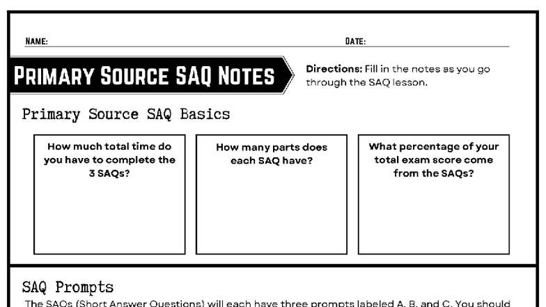 AP World History: SAQ Lesson Guided Notes (2023) - Studocu