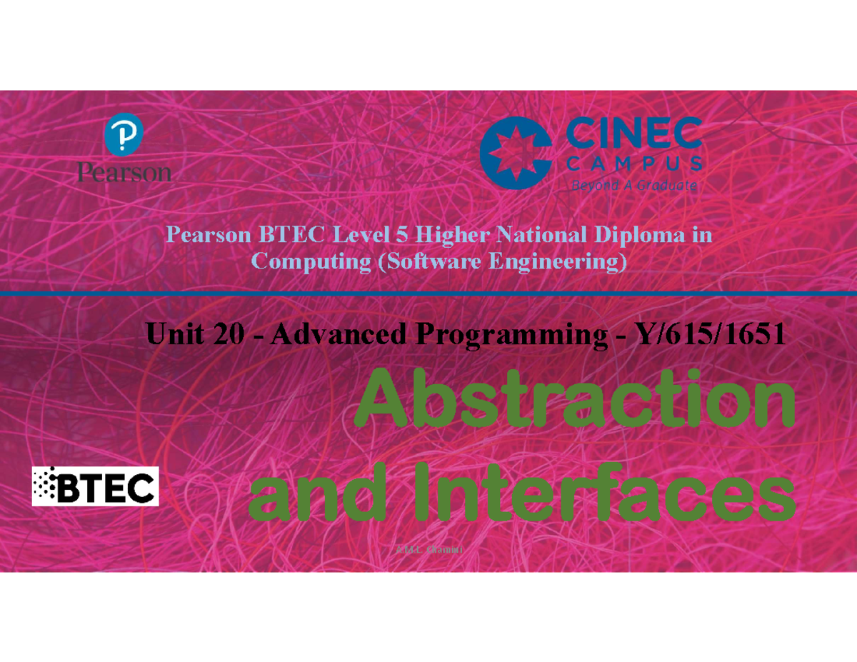 6 Abstraction And Interfaces Am Chamini Pearson Btec Level 5 3863