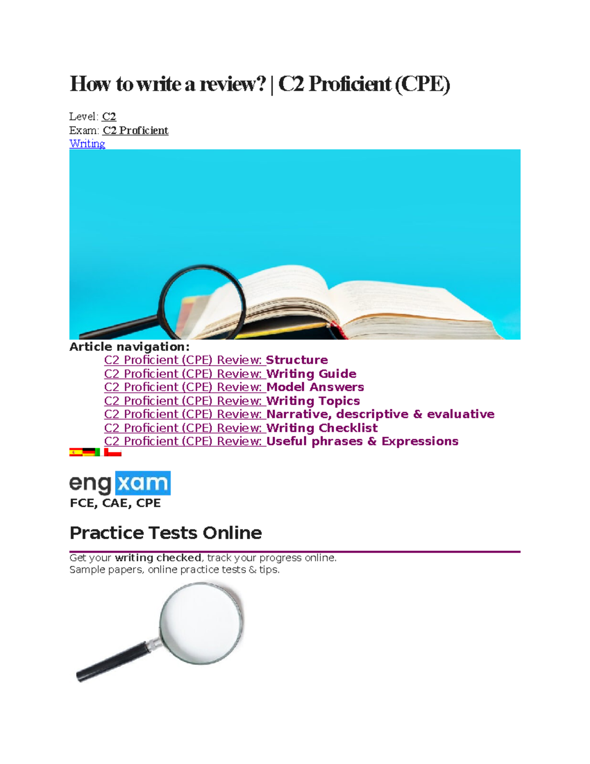 C2 Proficient (CPE) Writing Guide: Crafting Effective Reviews - Studocu