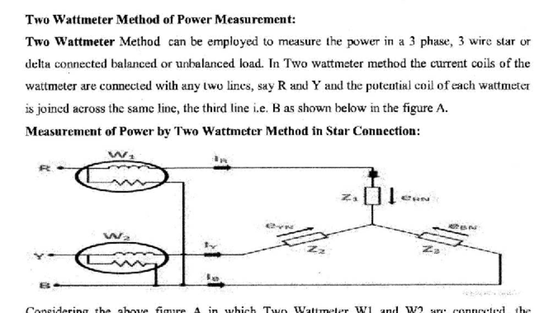 Two Wattmeter Method of Power Measurement in 3-Phase Systems - Studocu