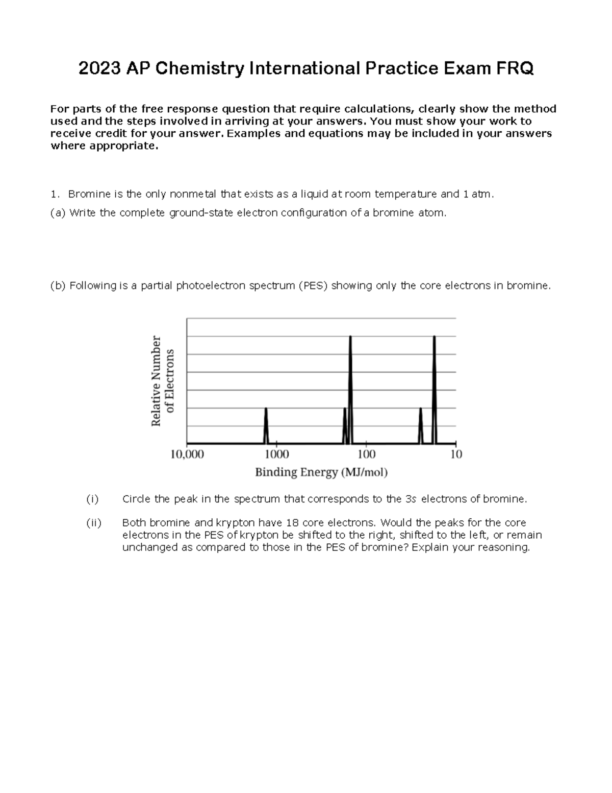2023 AP Chemistry International Practice Exam FRQ - Studocu