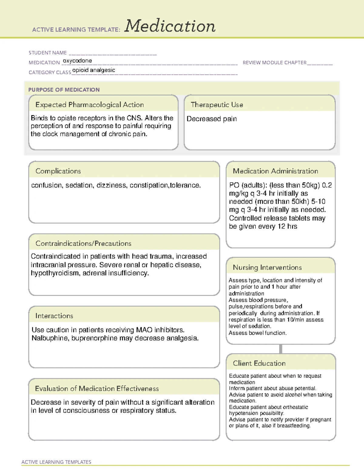 Morphine - Drug Card - Nursing Program Medication Portfolio Generic ...