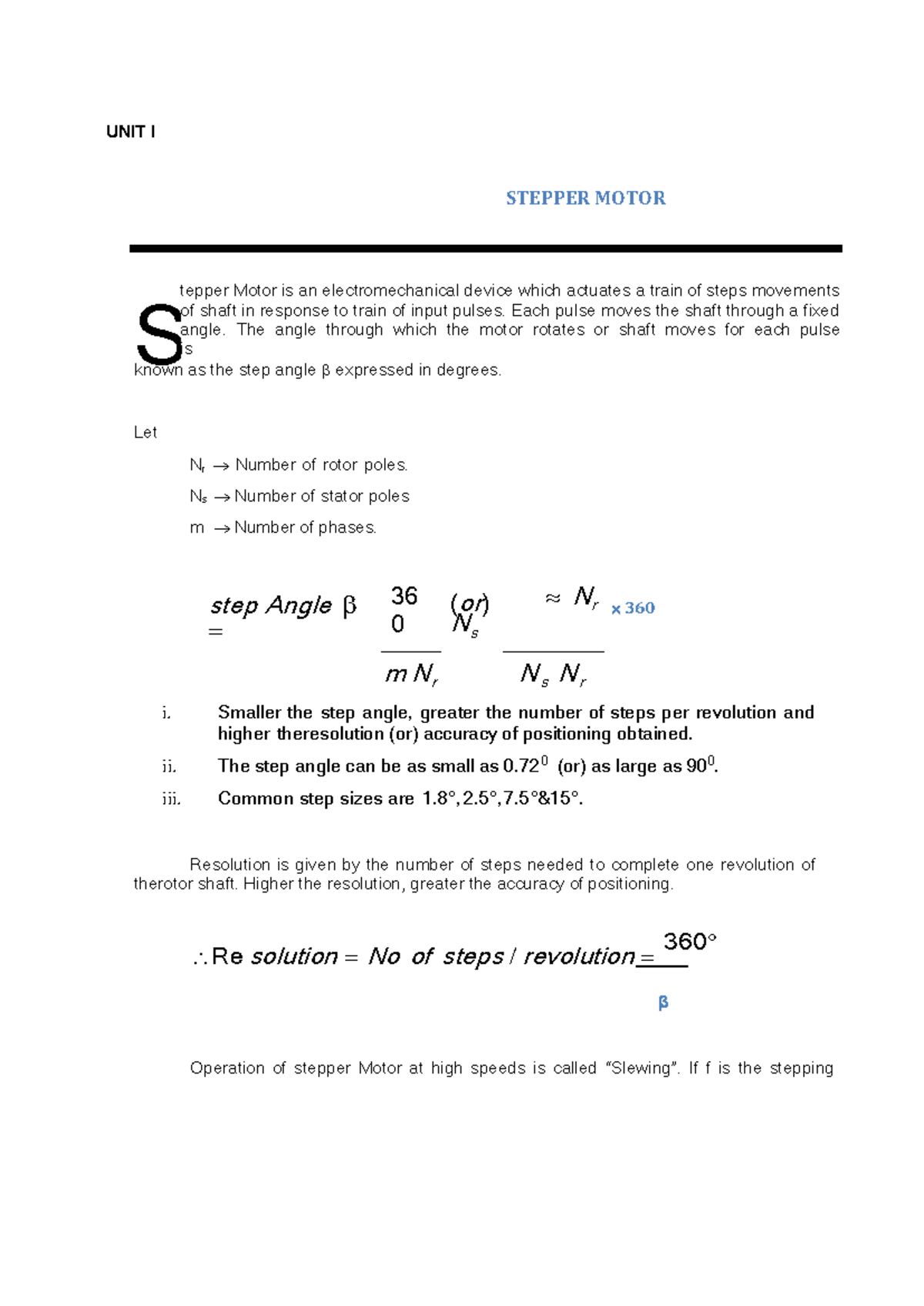 SEM 1: Stepper Motor Fundamentals and Applications - Studocu