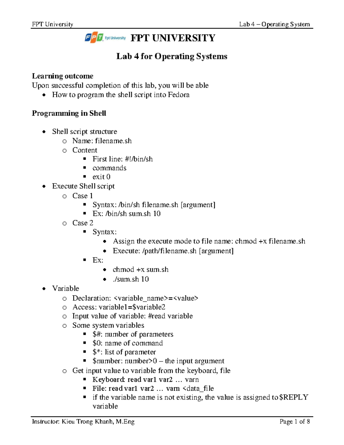 S12 OS - Lab 4 - Shell Scripting Techniques and Exercises - Studocu