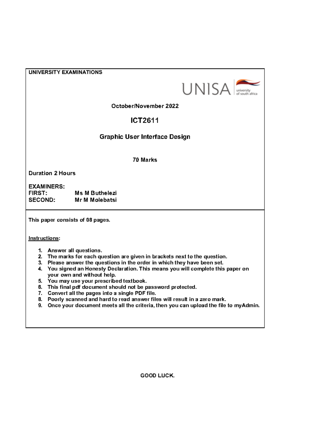 ICT 2022 Oct/Nov Final Exam - Graphic User Interface Design Questions ...