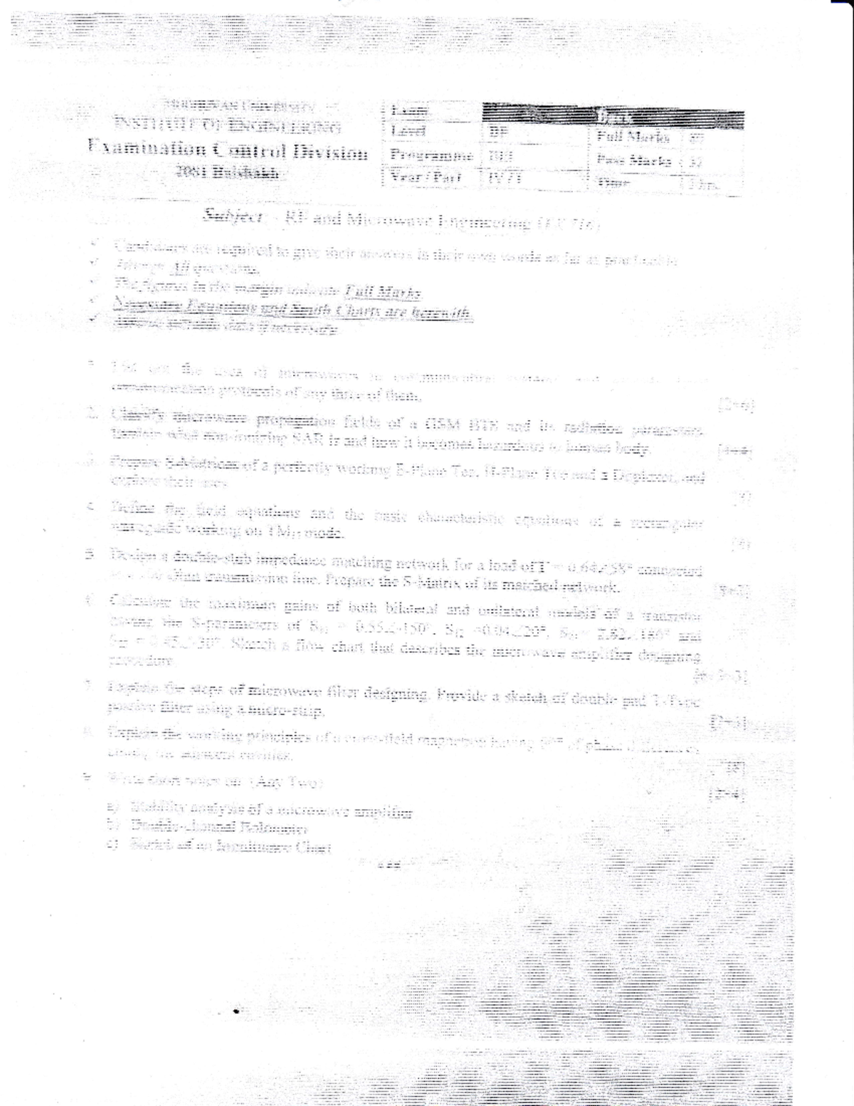 RF and Microwave Engineering (E{7) Past Exam Questions - Studocu