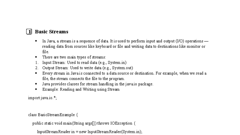 Unit 5: Understanding Streams in Java Programming - Studocu
