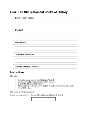 Bible 104 quiz 1 - Week 1 Quiz - Quiz: The Bible, The Old Testament ...