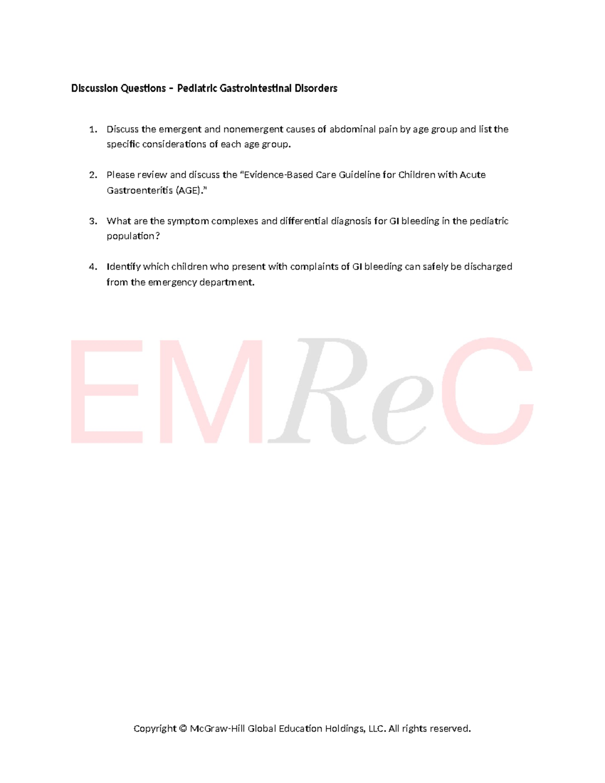 Gastrointestinal Discussion Questions – Pediatric Gastrointestinal ...