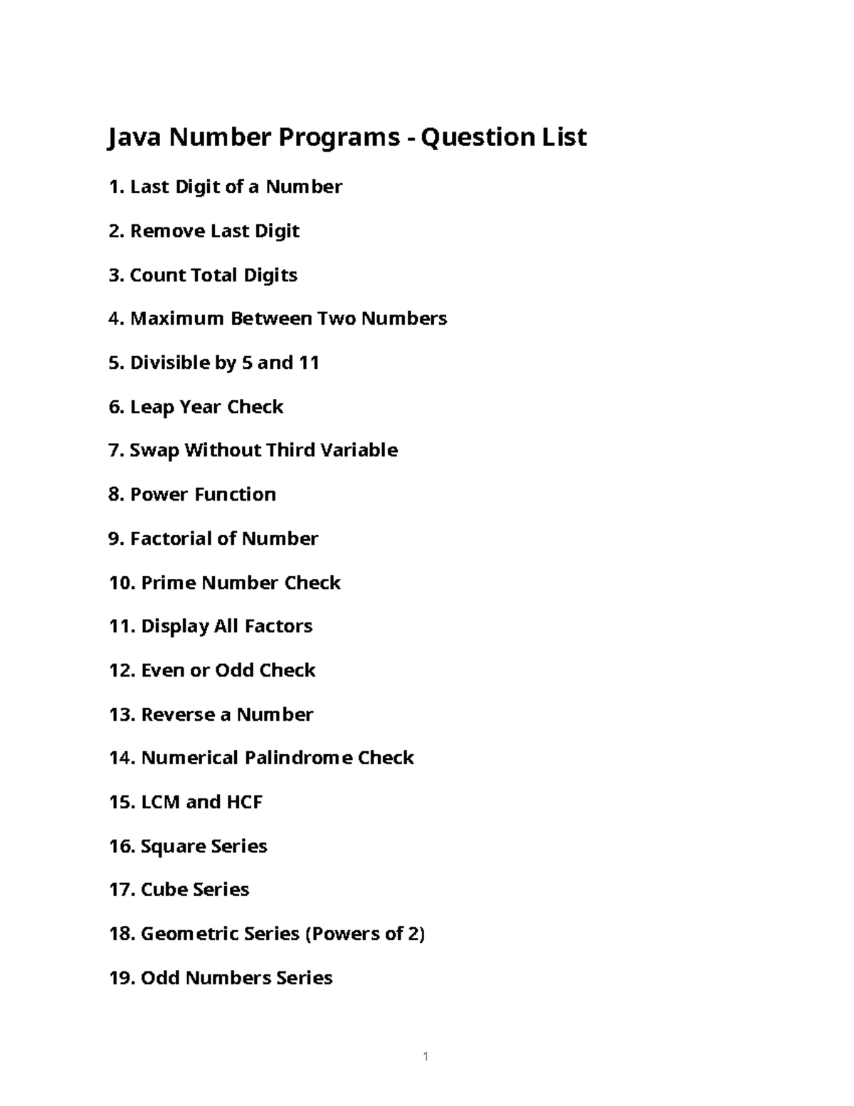 Java Number Programs Quiz: Key Questions and Solutions - Studocu