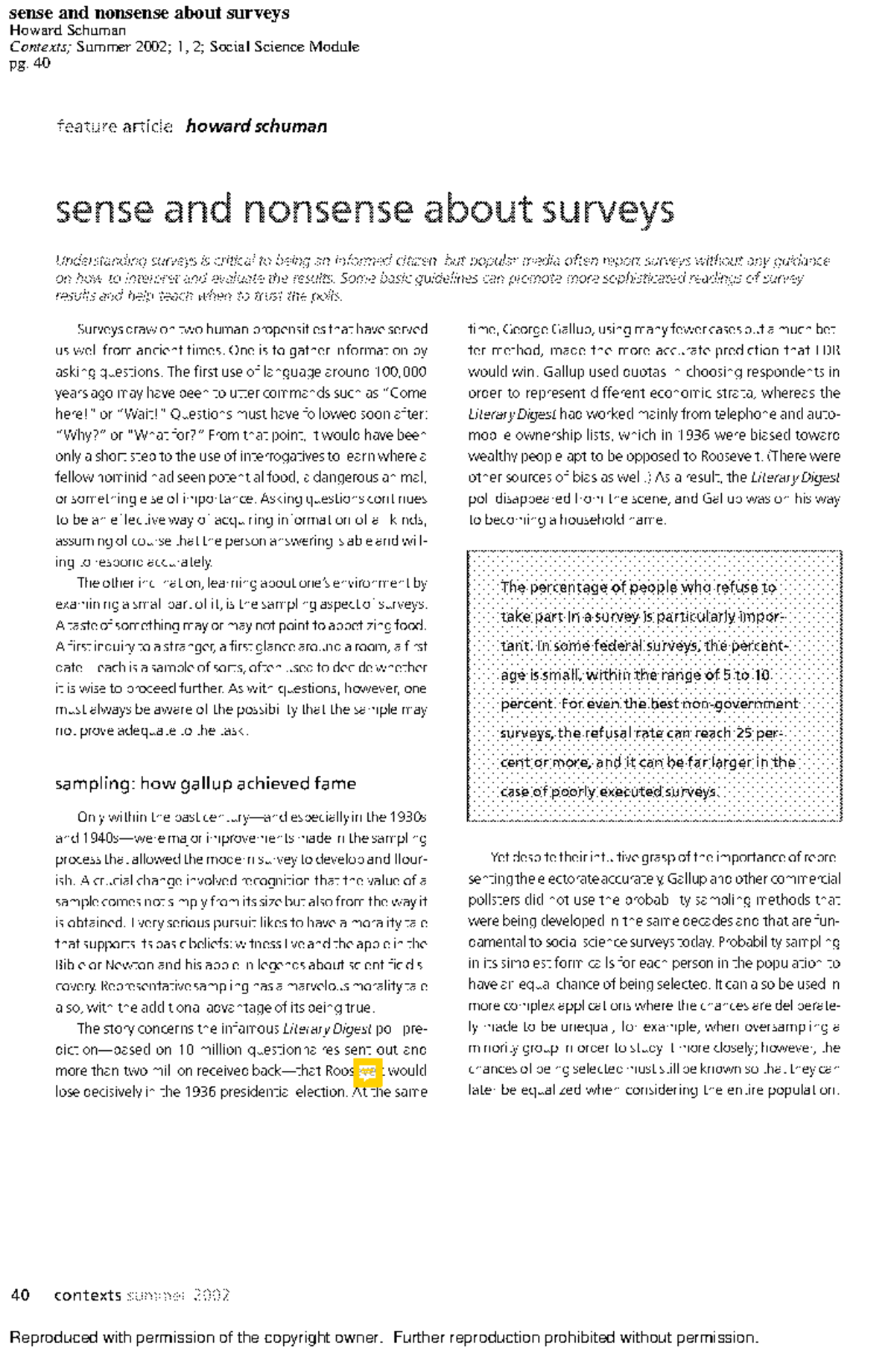 Sense and Nonsense About Surveys: Insights on Sampling & Bias - Studocu