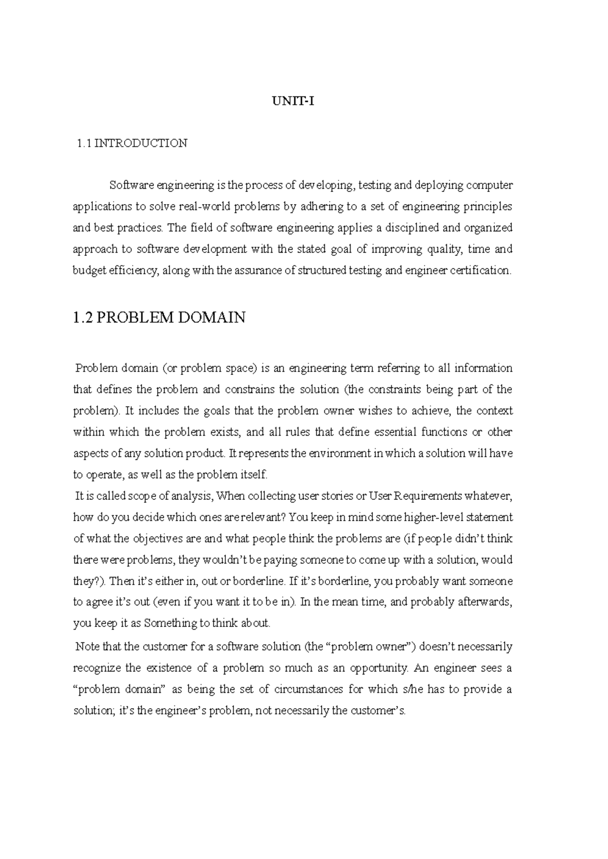 ASE-Unit-I: Introduction to Software Engineering and Challenges - Studocu