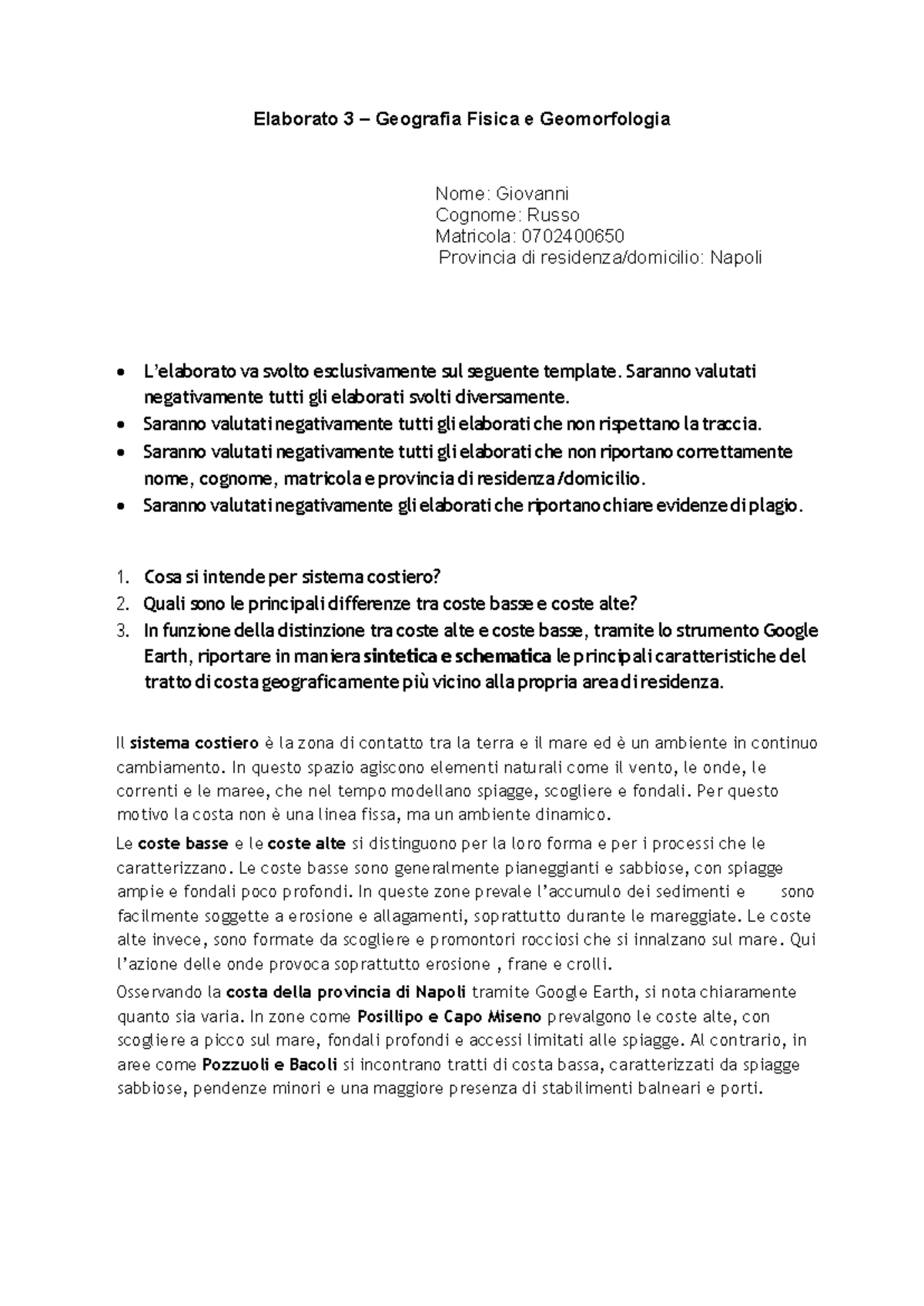 Elaborato 3: Sistema Costiero e Differenze tra Coste - Geografia Fisica ...